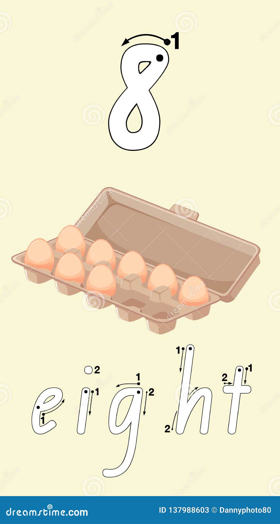 Number eight writing guide stock vector. Illustration of activity ...