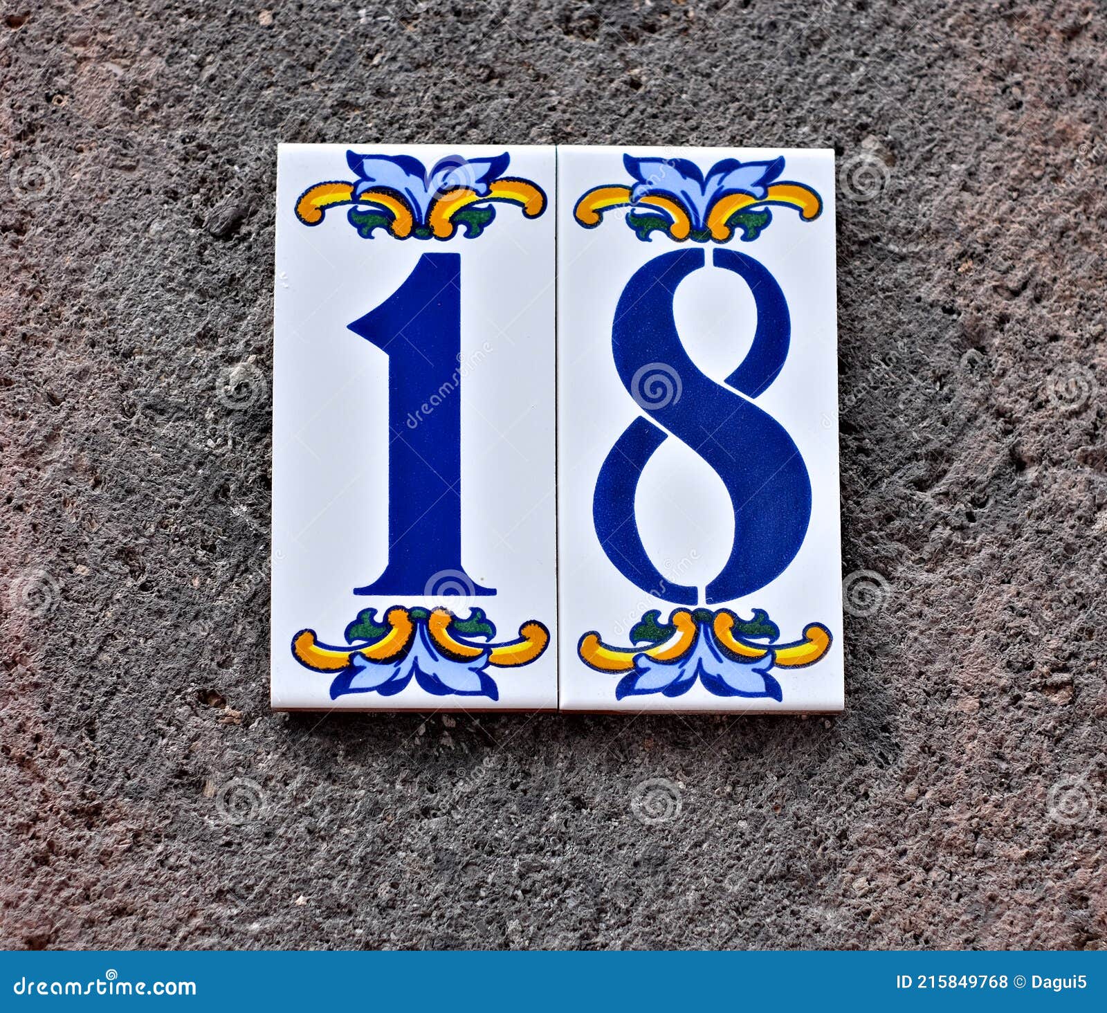 Number 18, Eighteen, Blue Digits on Gray Background. Stock Photo ...