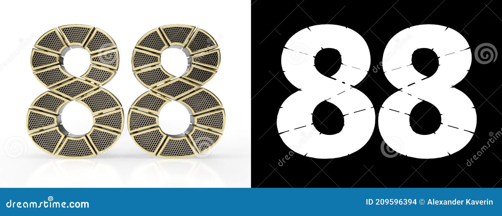 Number Eighty-eight Number 88 with Perforated Gold Segments Stock ...