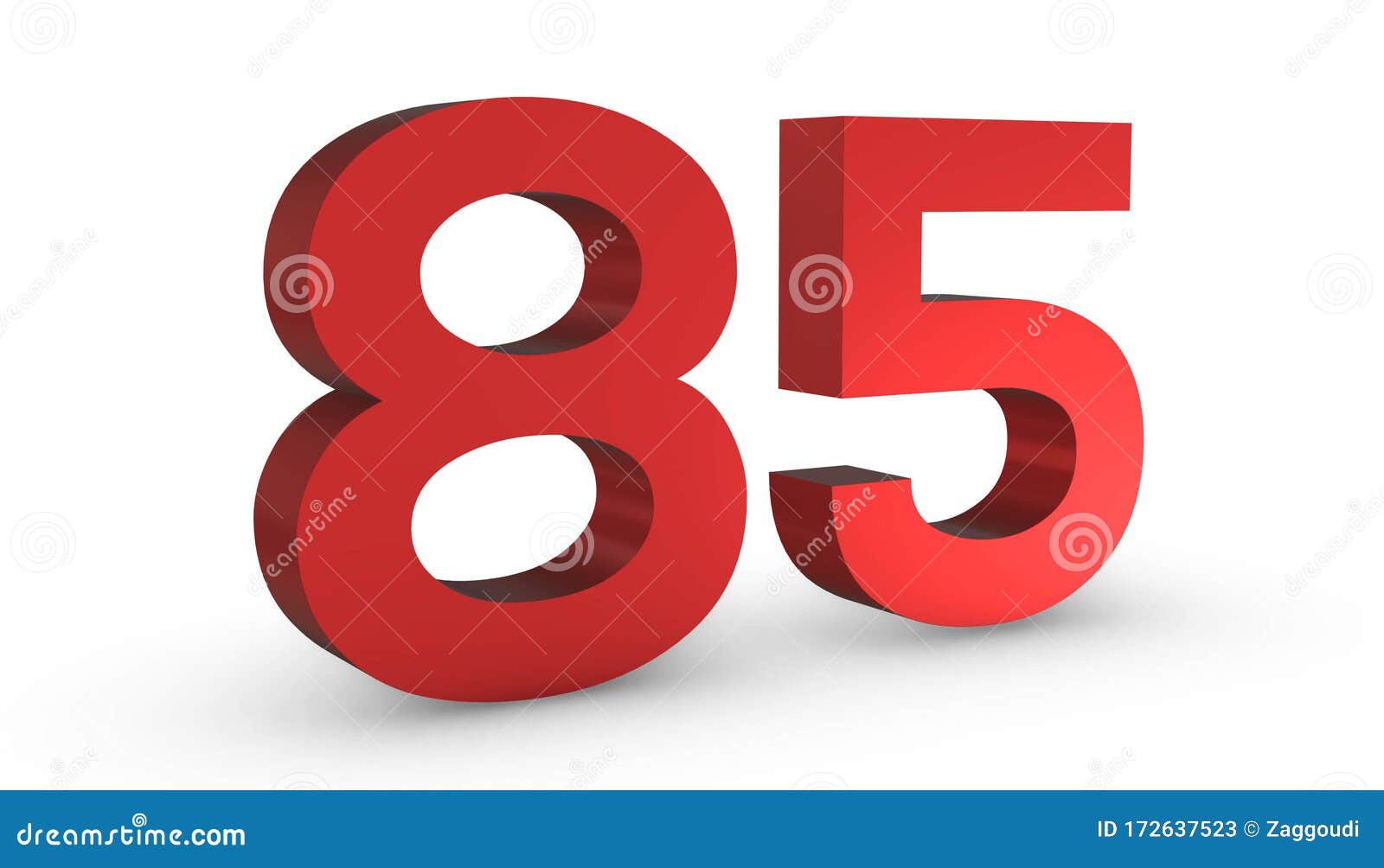 Number 85 Eighty Five Red Sign 3D Rendering Isolated on White ...