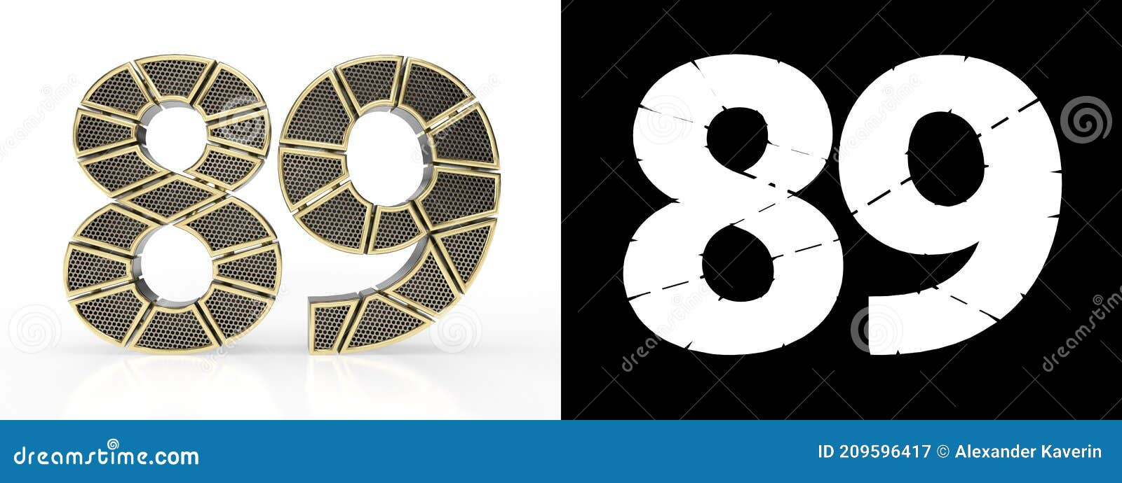 Number Eighty-nine Number 89 with Perforated Gold Segments Stock ...