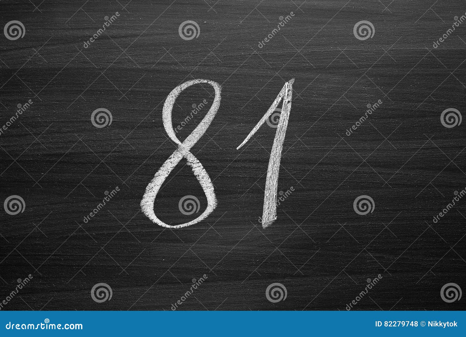 Number Eighty One Enumeration Written with a Chalk on the Blackboard ...