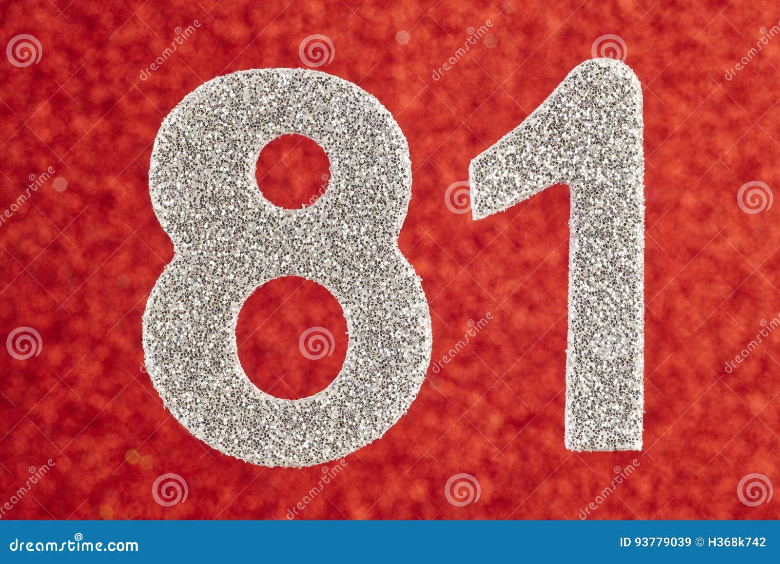 Number Eighty-one Silver Color Over a Red Background. Anniversary Stock ...