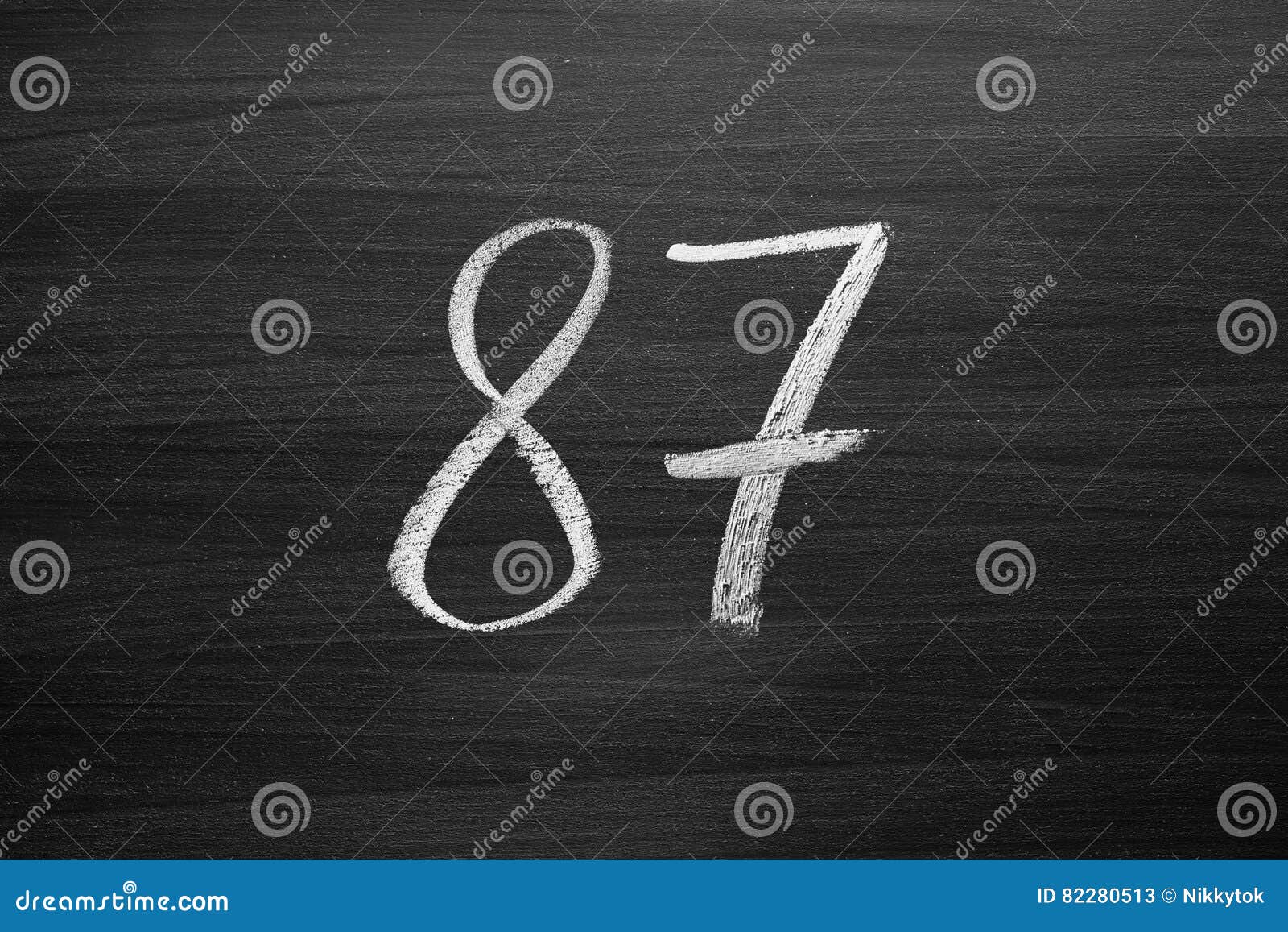 Number Eighty Seven Enumeration Written with a Chalk on the Blackboard ...