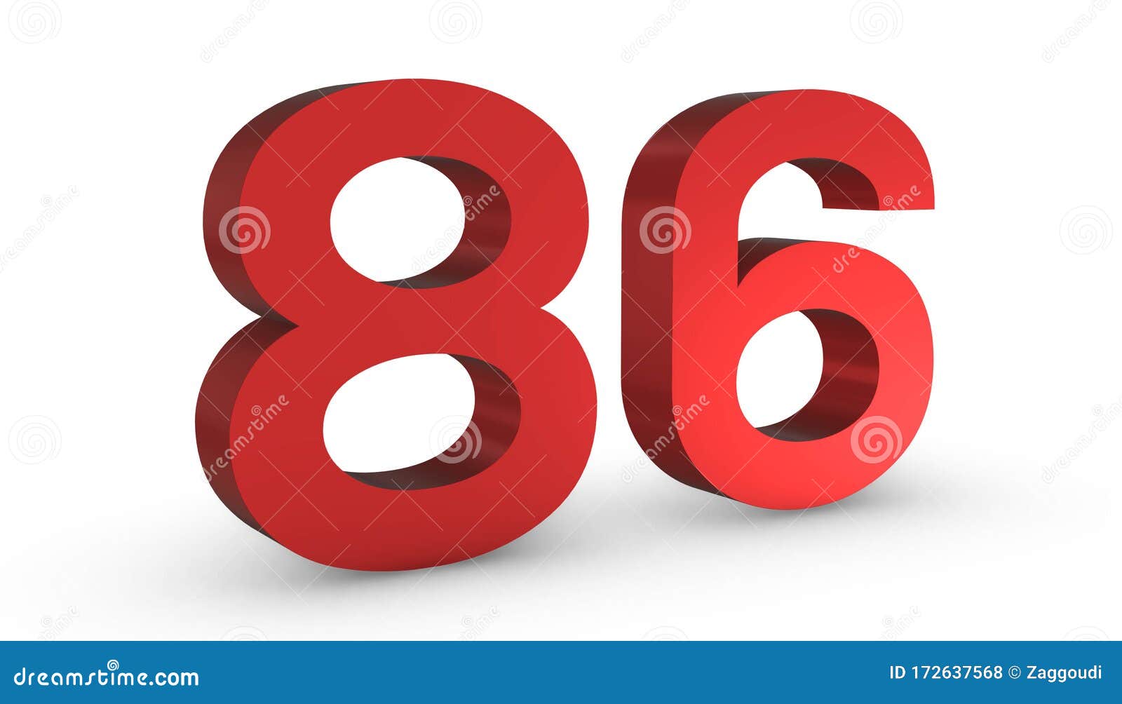 Number 86 Eighty Six Red Sign 3D Rendering Isolated on White Background ...