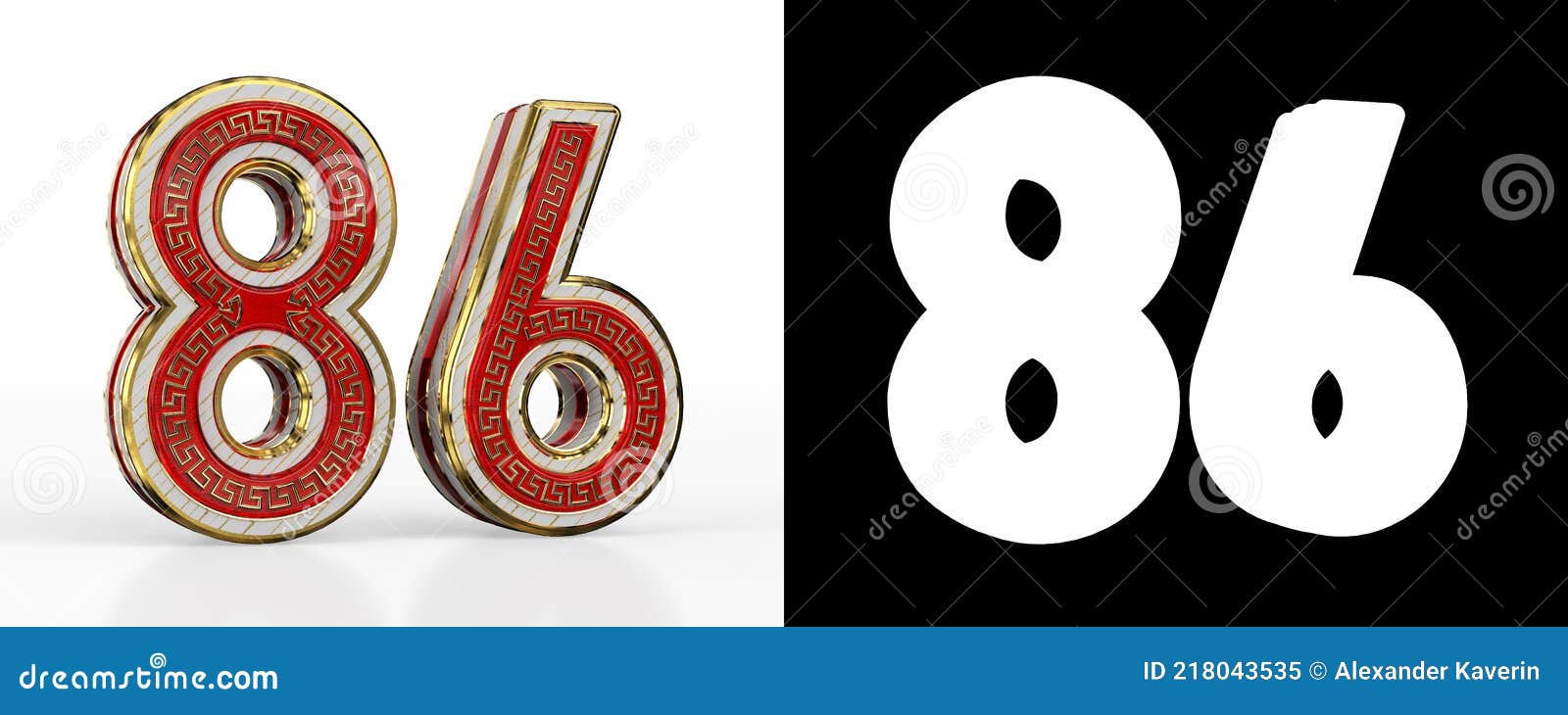 Number Eighty-six Number 86 with Red Transparent Stripe Stock ...