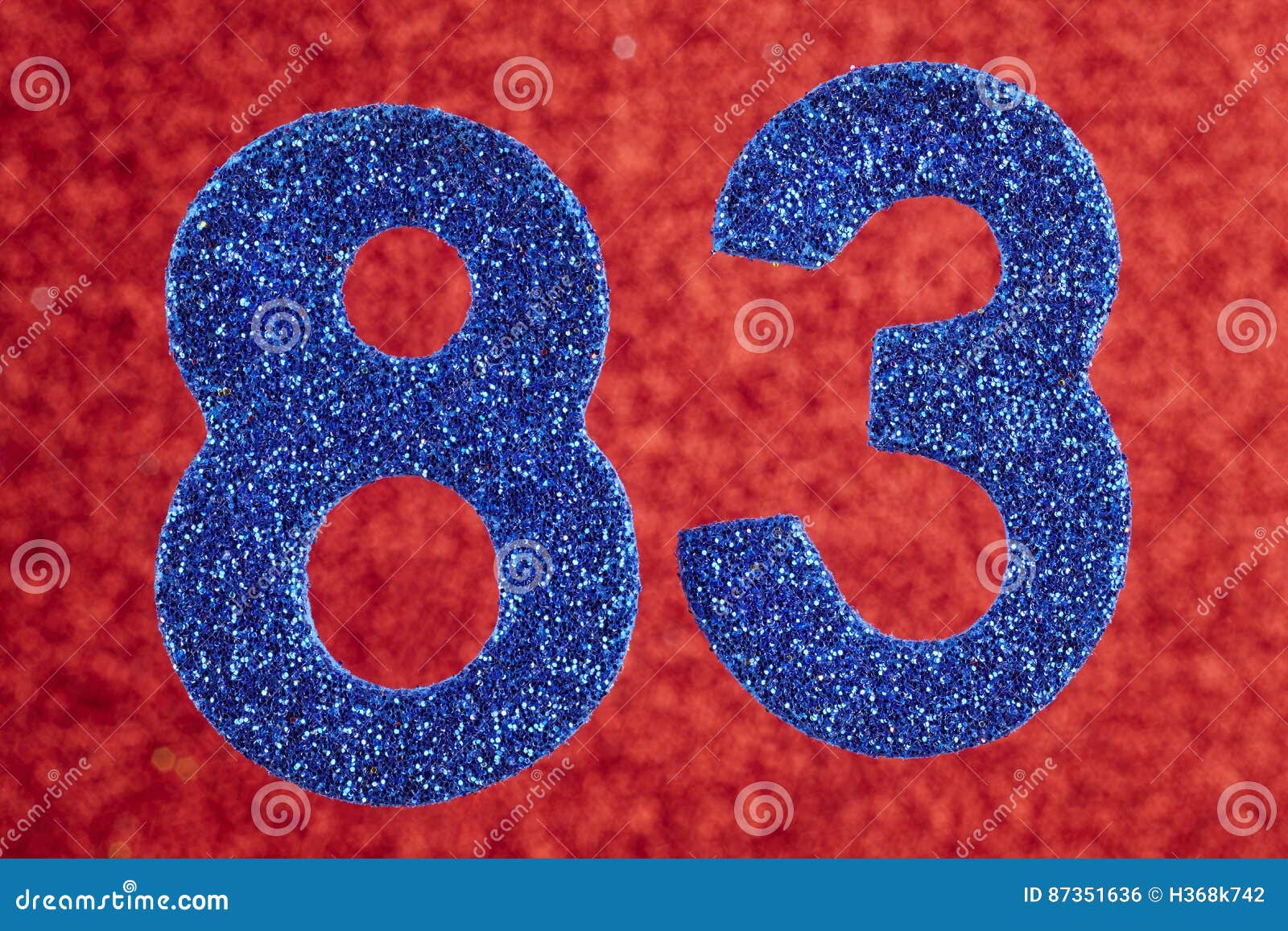 Number Eighty-three Blue Color Over a Red Background. Anniversary Stock ...