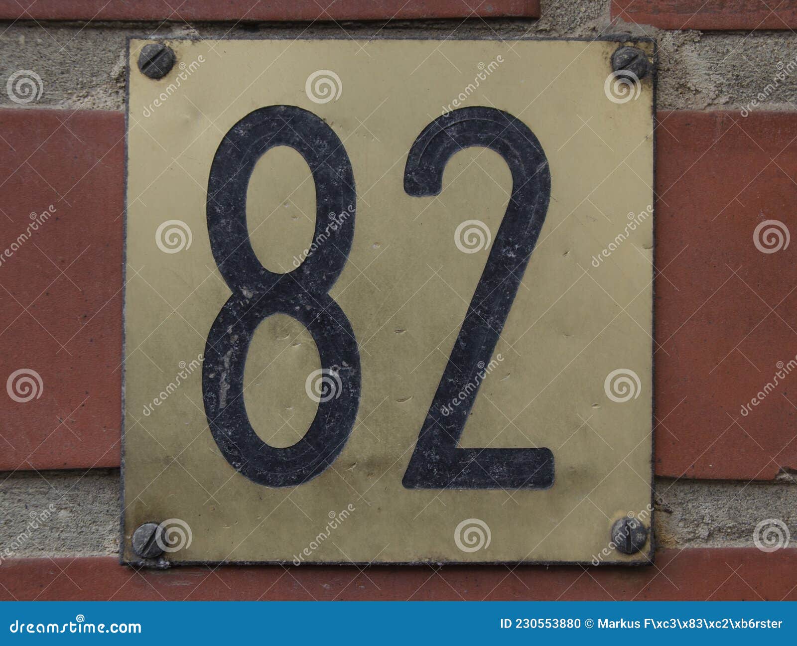 A Sign House Number Eighty-two-82 Stock Photo - Image of design ...