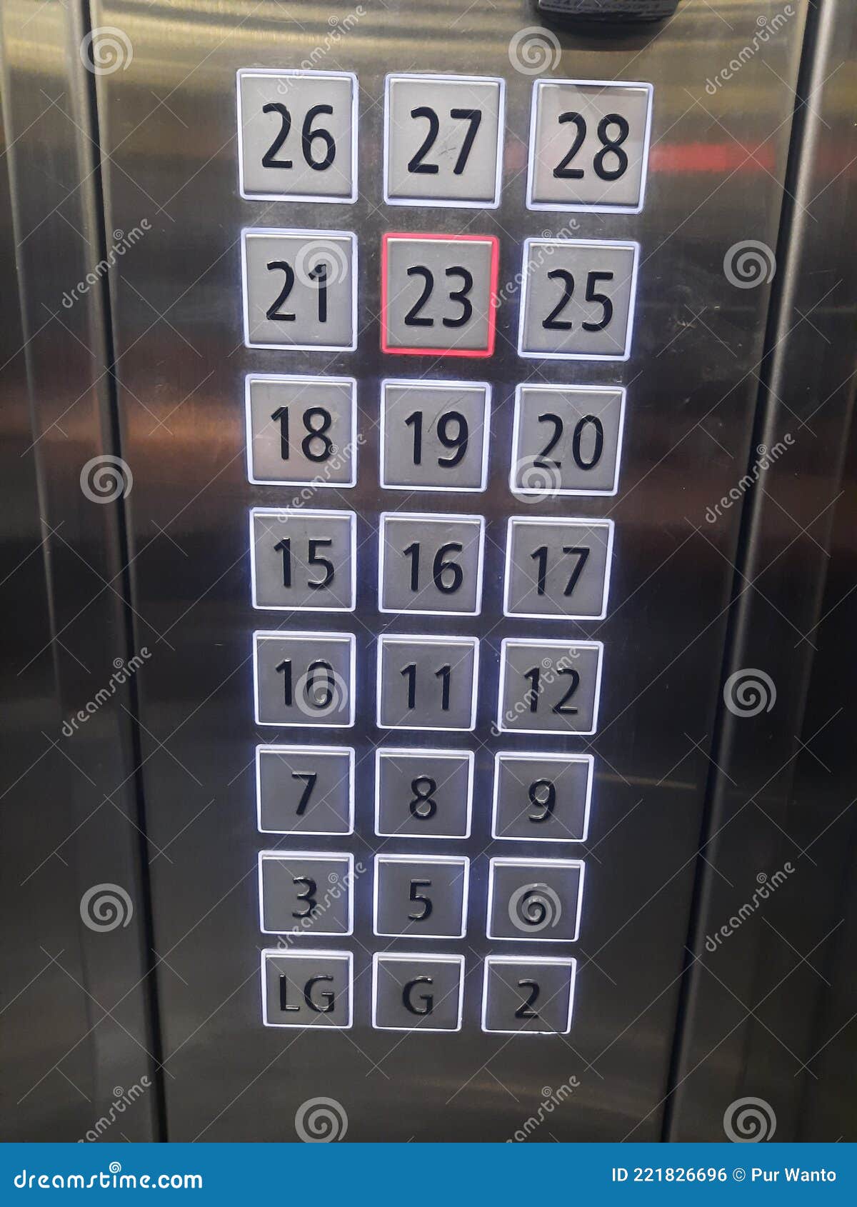 The Number on the Elevator Button Stock Photo - Image of business, font ...
