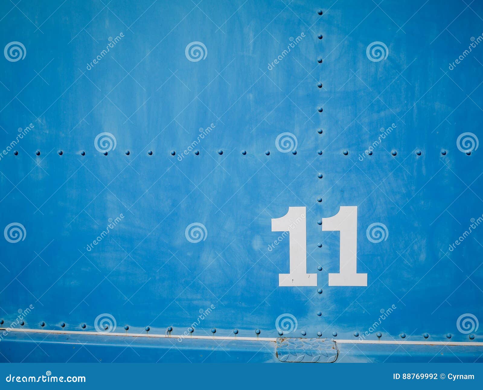 Number Eleven in White with Blue Background and Rivets Stock Photo ...