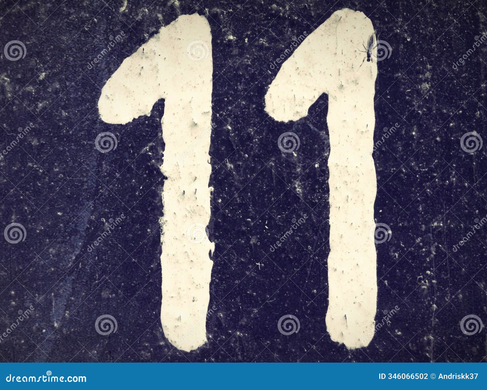 Number 11, White Number on a Dark Background. Black and White Old Photo ...