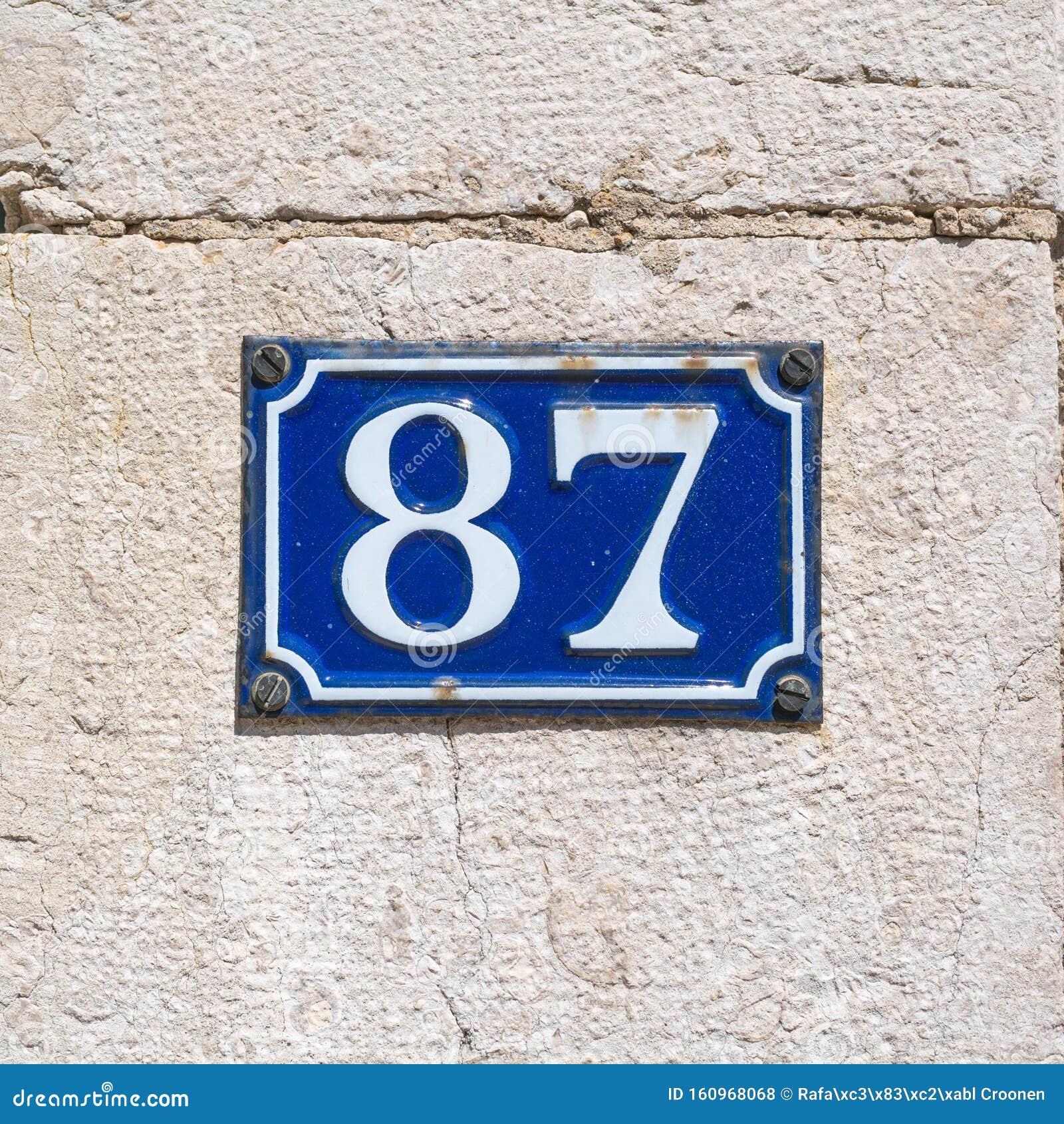 Enameled house number 87 stock photo. Image of alphabet - 160968068