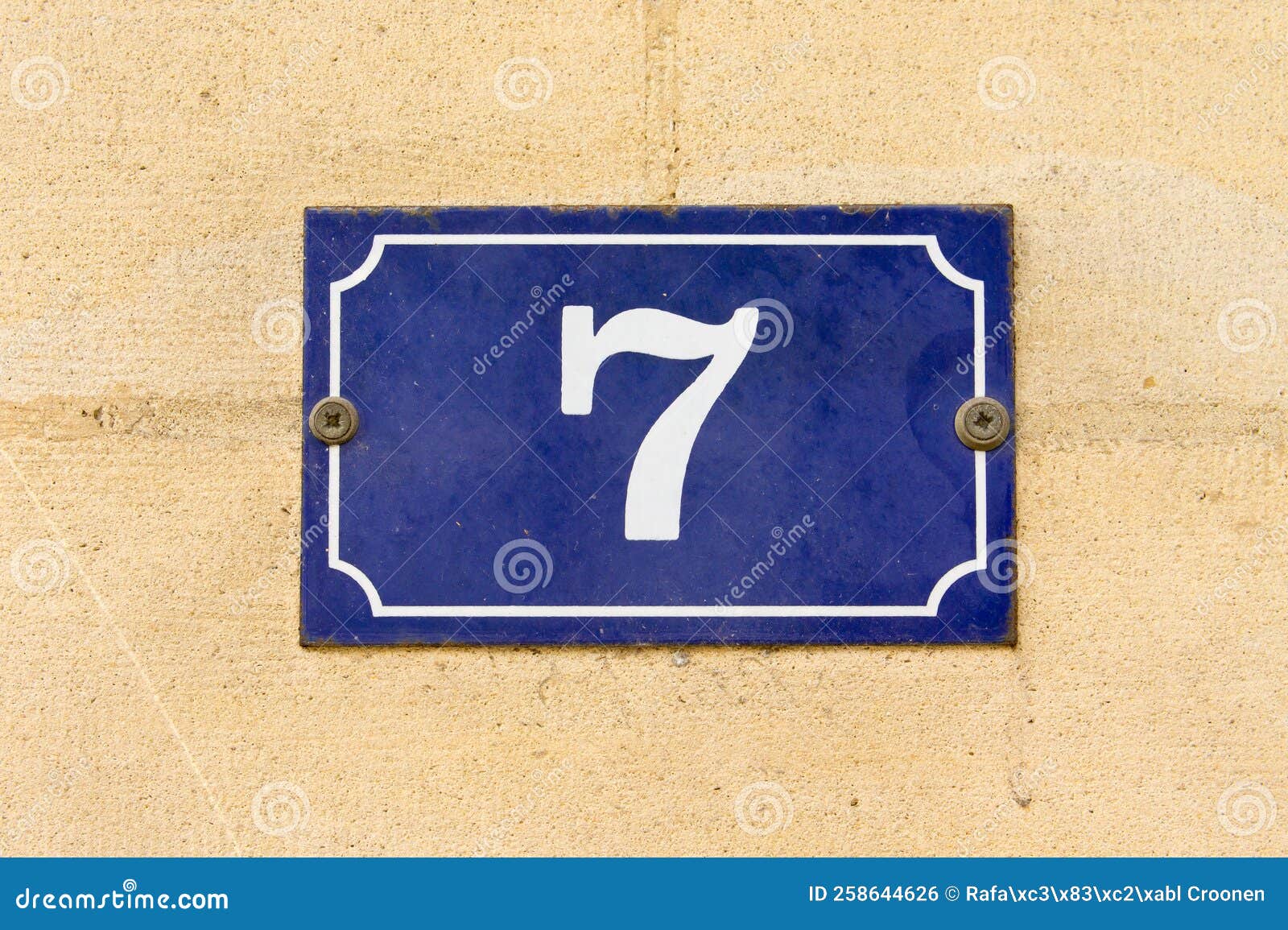 House number 7 stock photo. Image of home, sign, font - 258644626