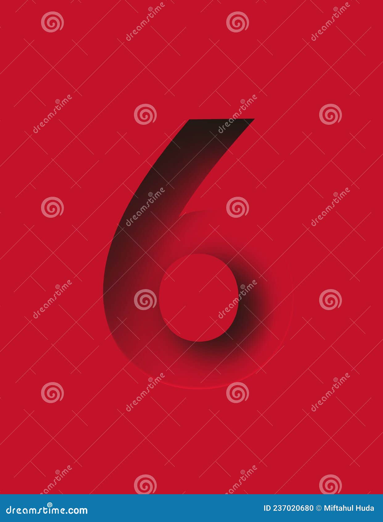 Number 6 Engraved on an Red Surface Stock Illustration - Illustration ...