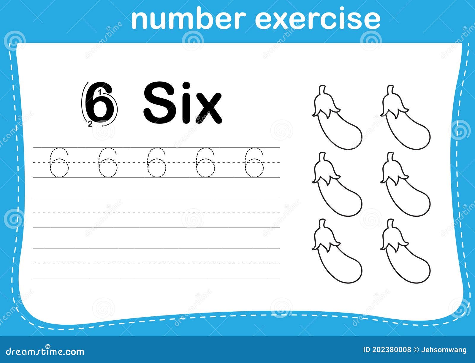Number Exercise with Cartoon Coloring Book Stock Vector - Illustration ...