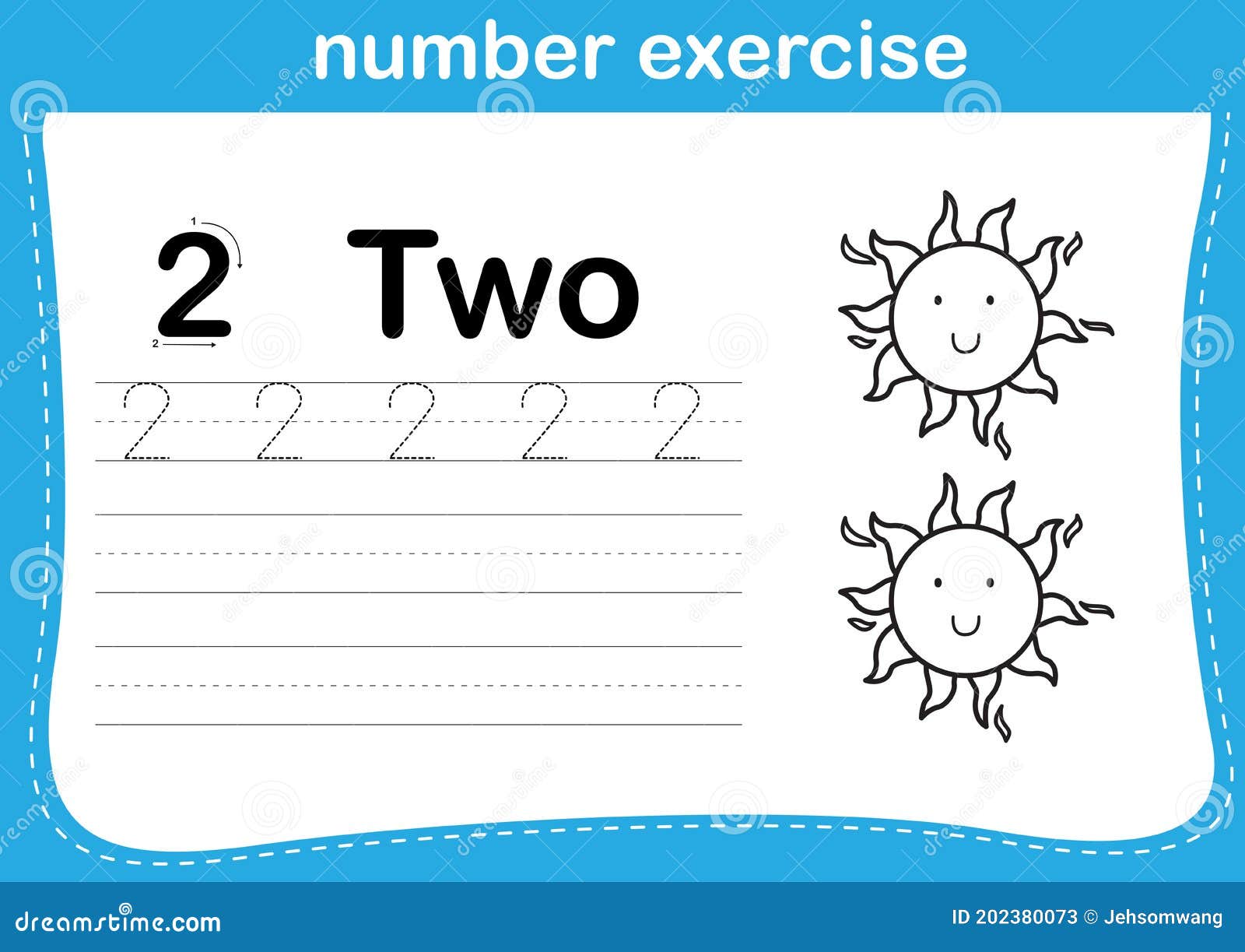 Number Exercise with Cartoon Coloring Book Stock Vector - Illustration ...