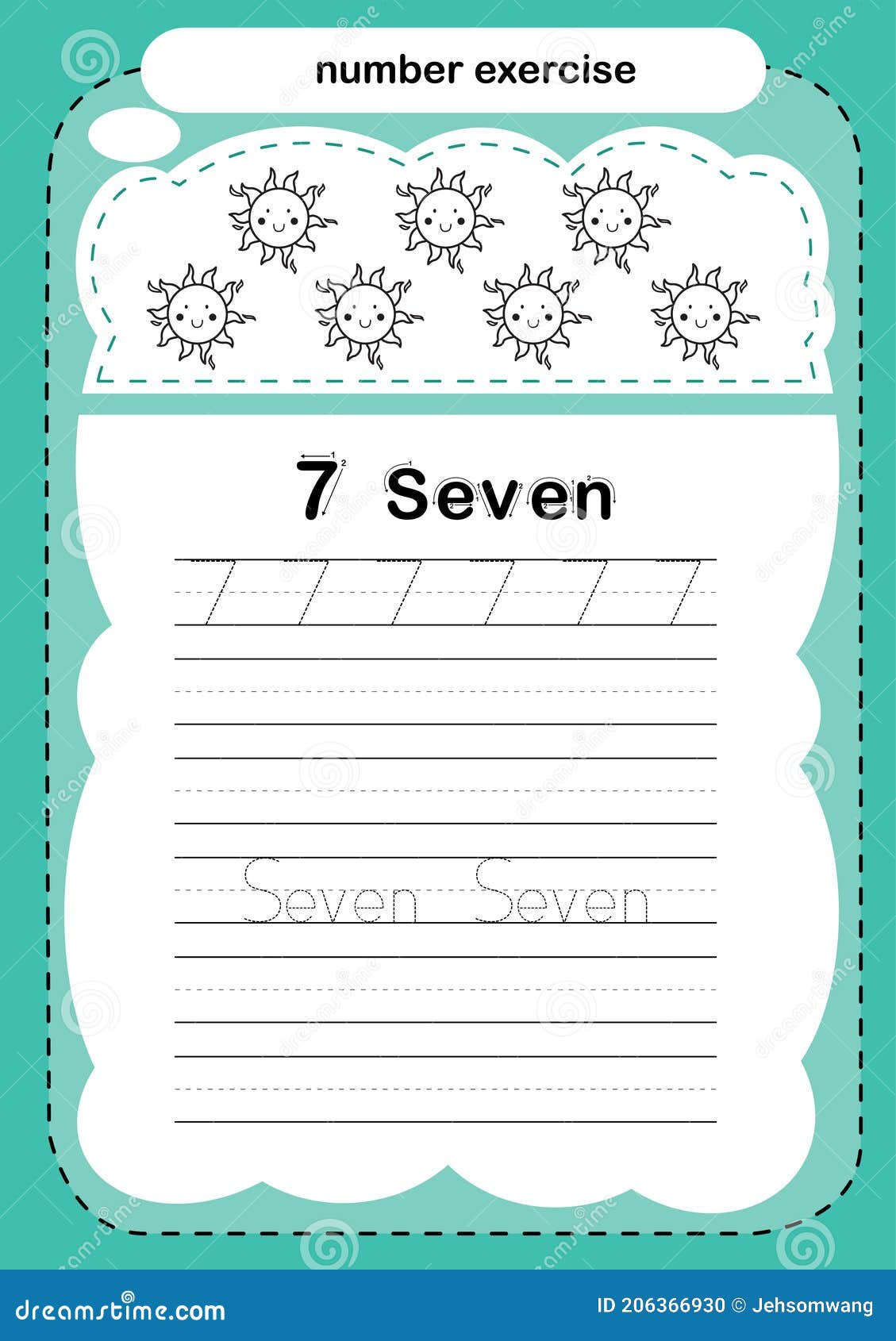 Number Exercise with Cartoon Coloring Book Stock Vector - Illustration ...