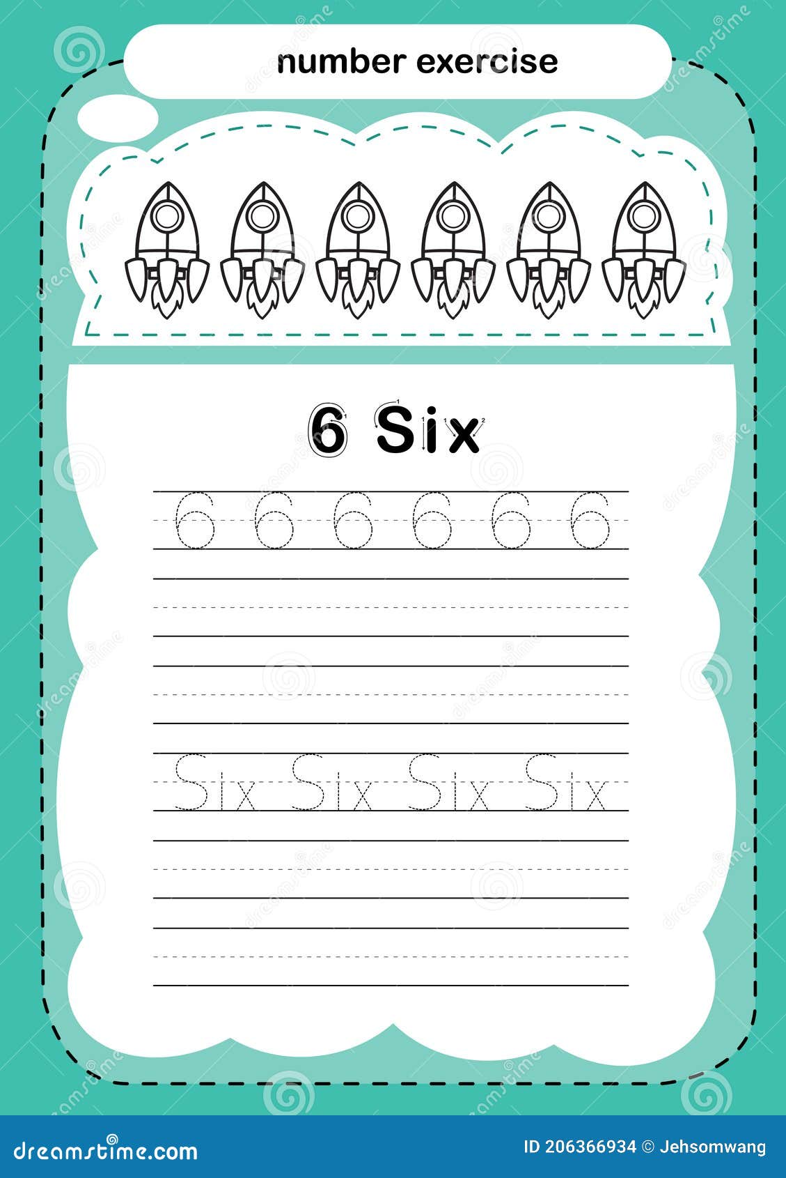 Number Exercise with Cartoon Coloring Book Stock Vector - Illustration ...