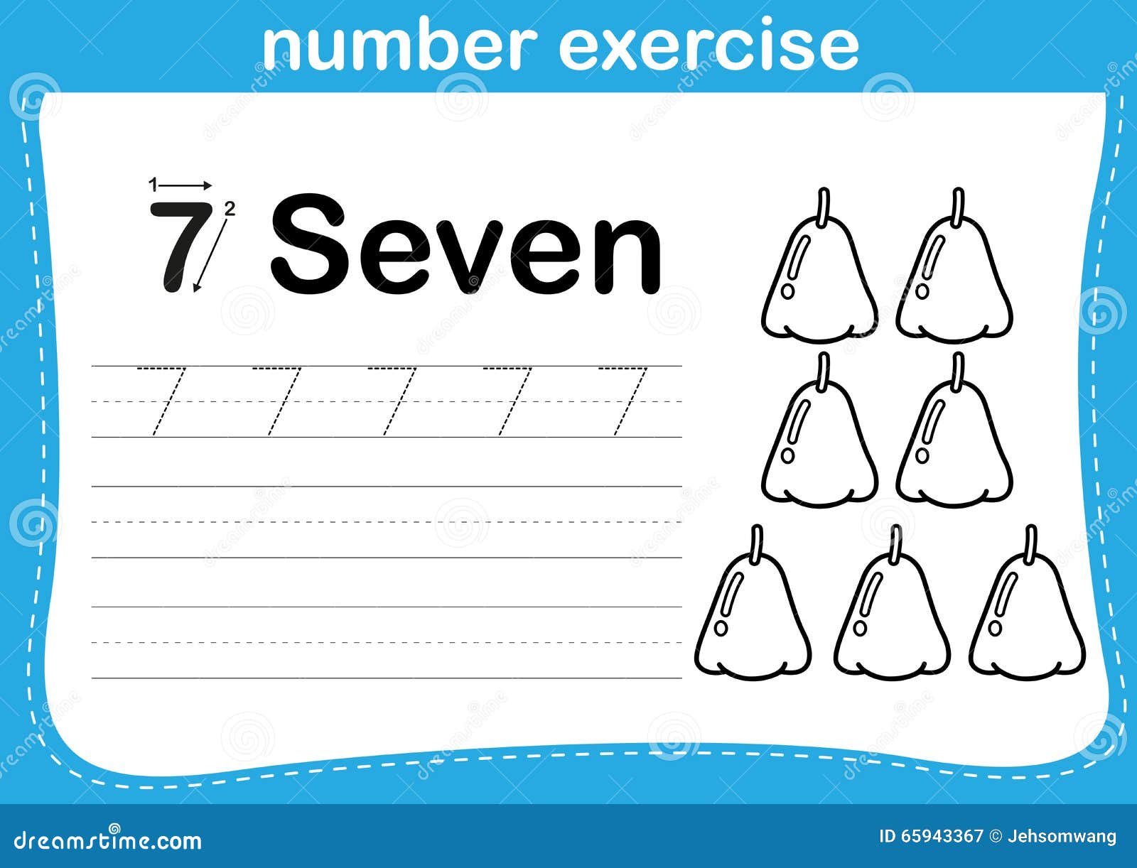 Number Exercise with Cartoon Coloring Book Illustration Stock Vector ...