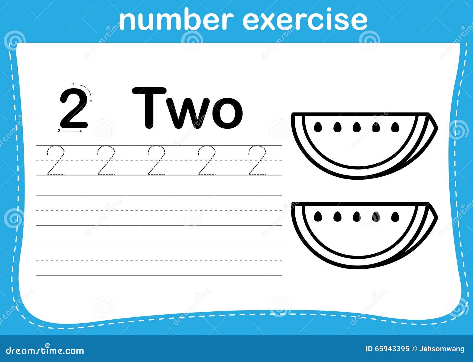 Number Exercise with Cartoon Coloring Book Illustration Stock Vector ...