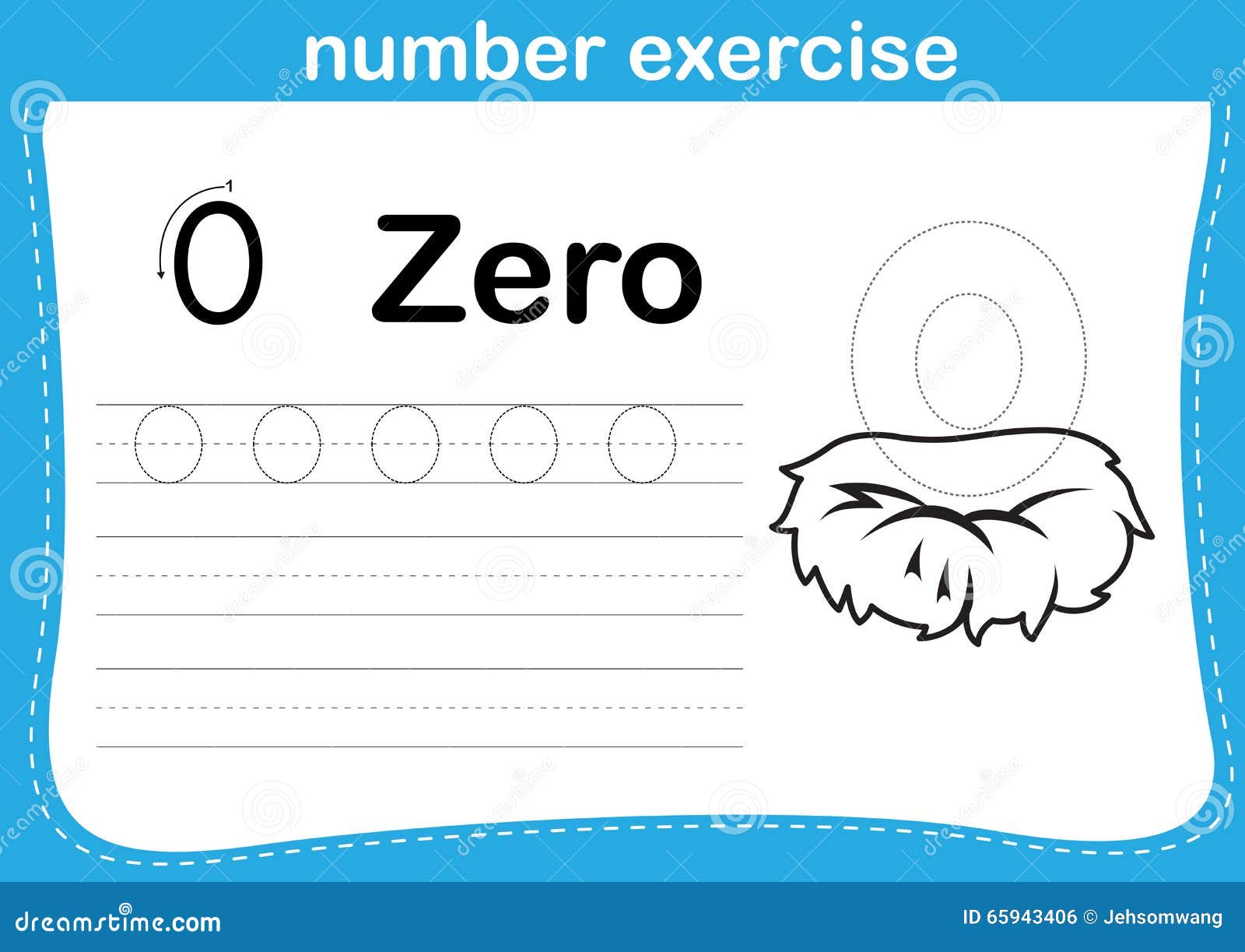 Number Exercise with Cartoon Coloring Book Illustration Stock Vector ...