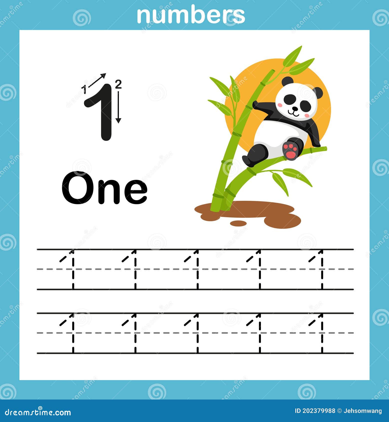 Number Exercise with Cartoon Stock Vector - Illustration of animal ...