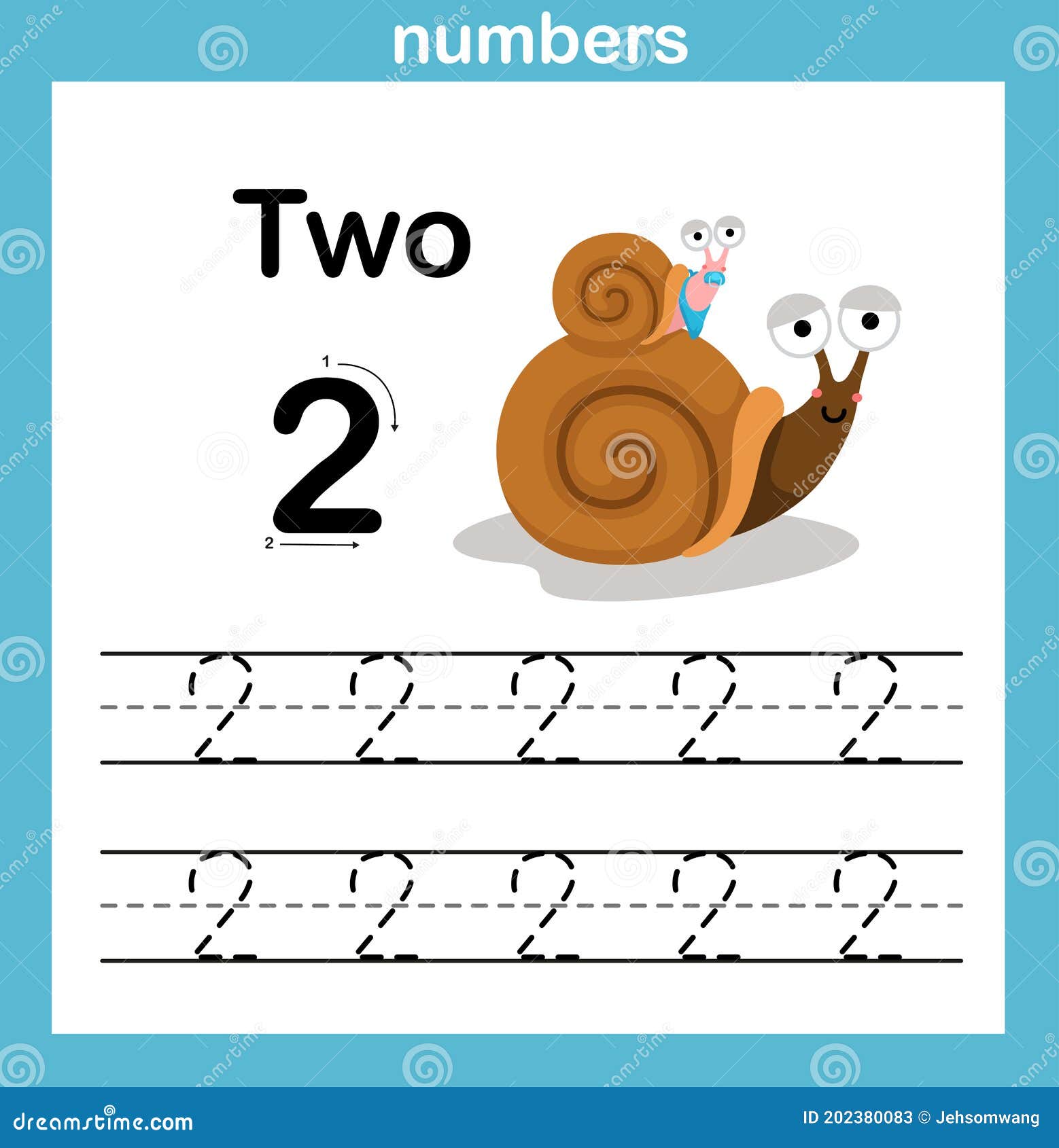 Number Exercise with Cartoon Stock Vector - Illustration of outline ...