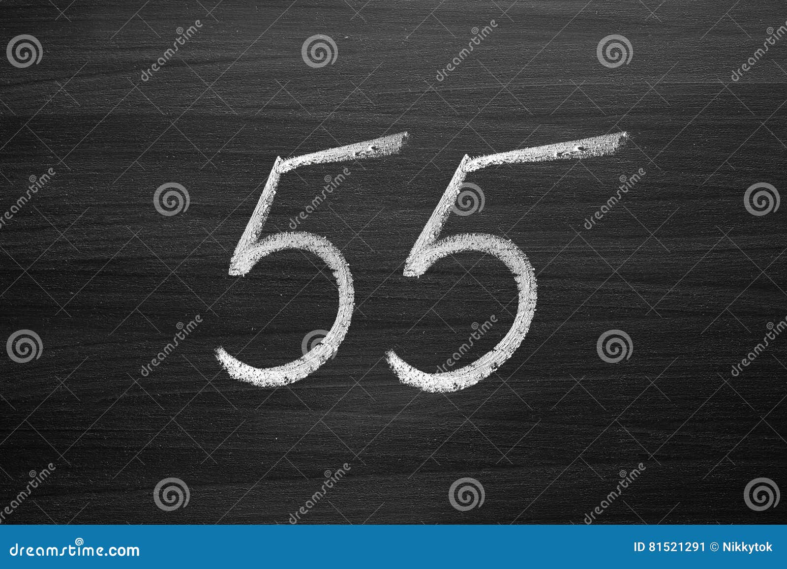 Number Fifty Five Enumeration Written with a Chalk on the Blackboard ...