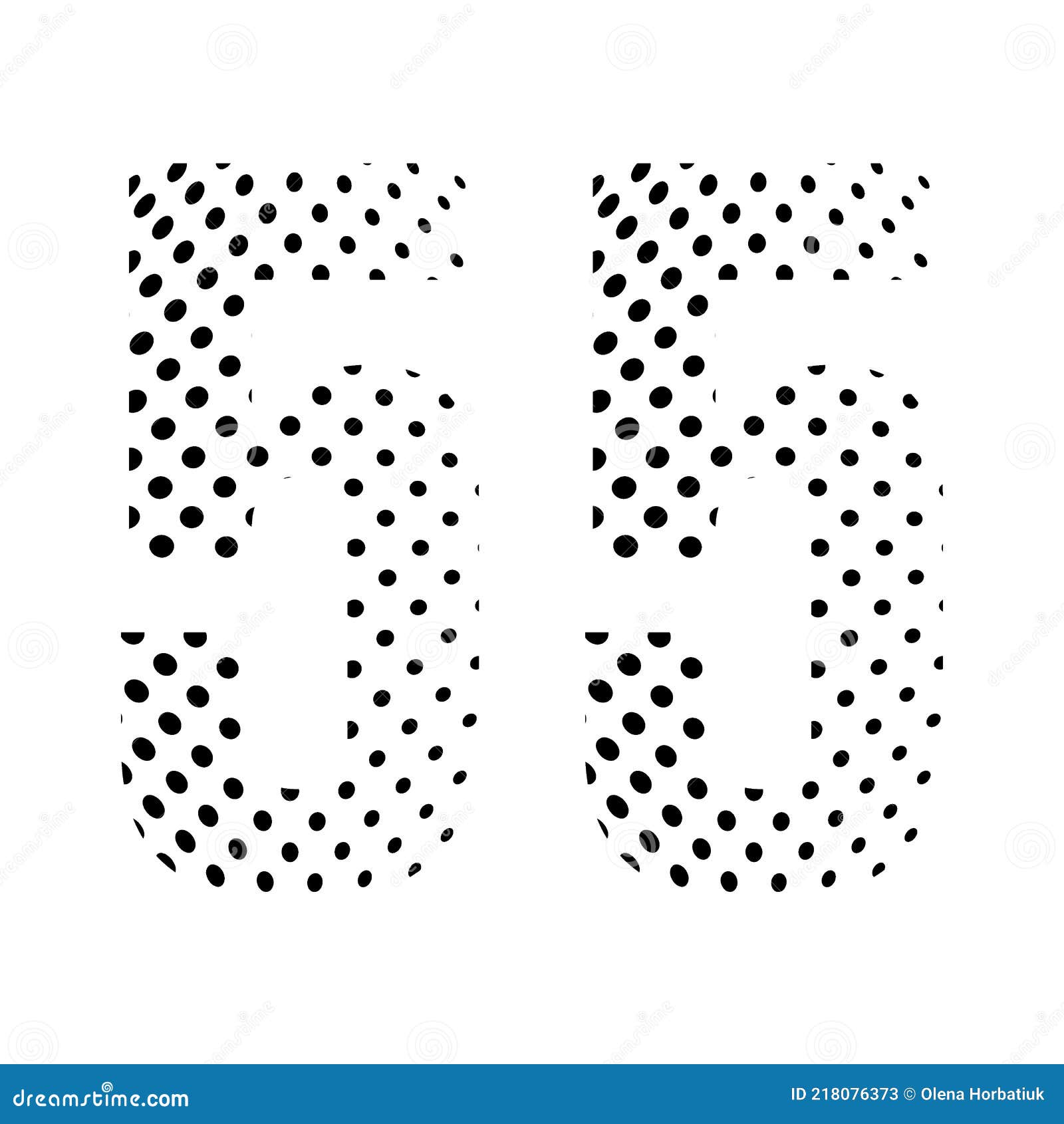 Number Fifty-five, 55 in Halftone. Dotted Illustration Isolated on a ...