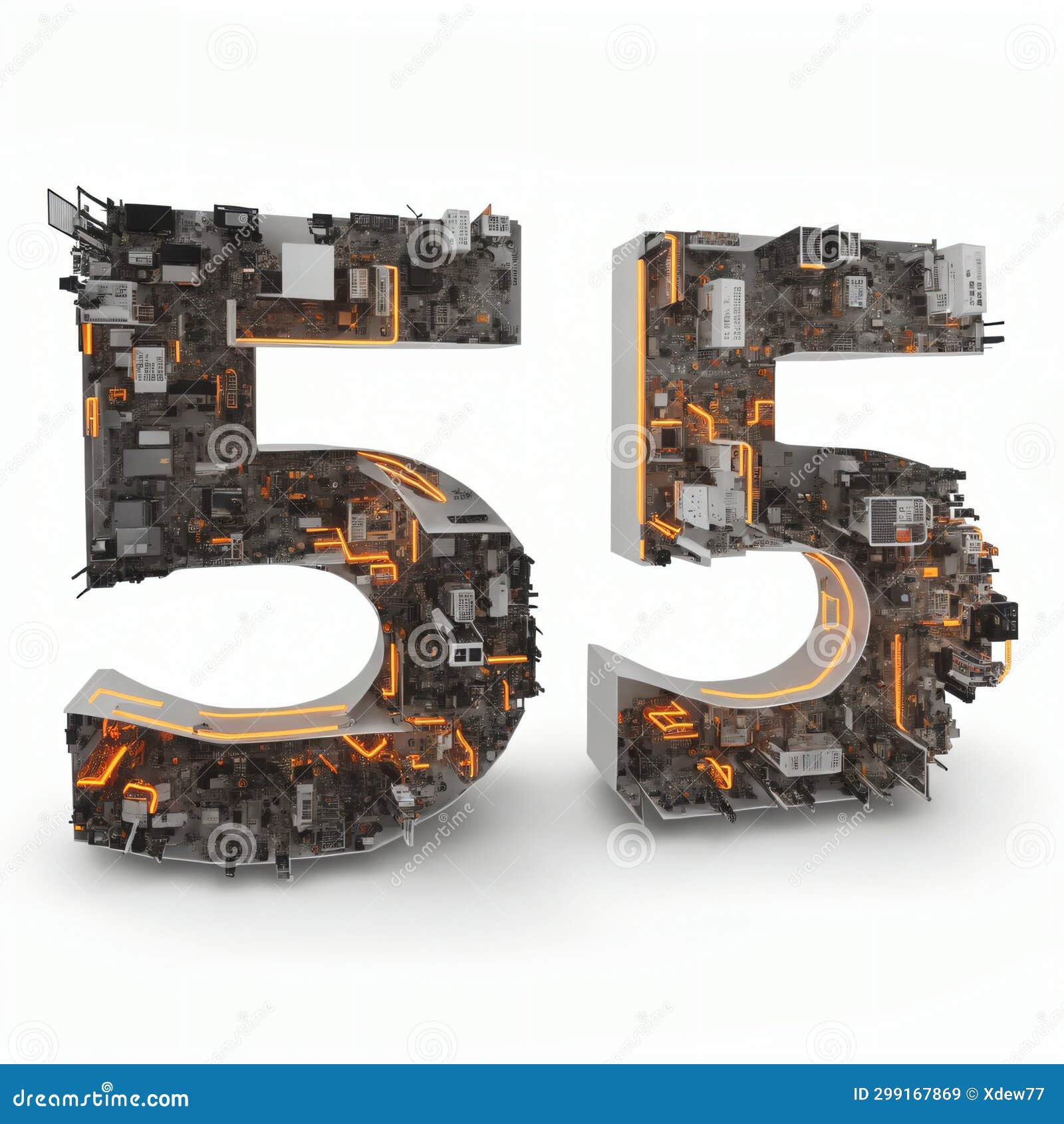 Number Fifty-five Made Out of Technical Components Stock Image - Image ...