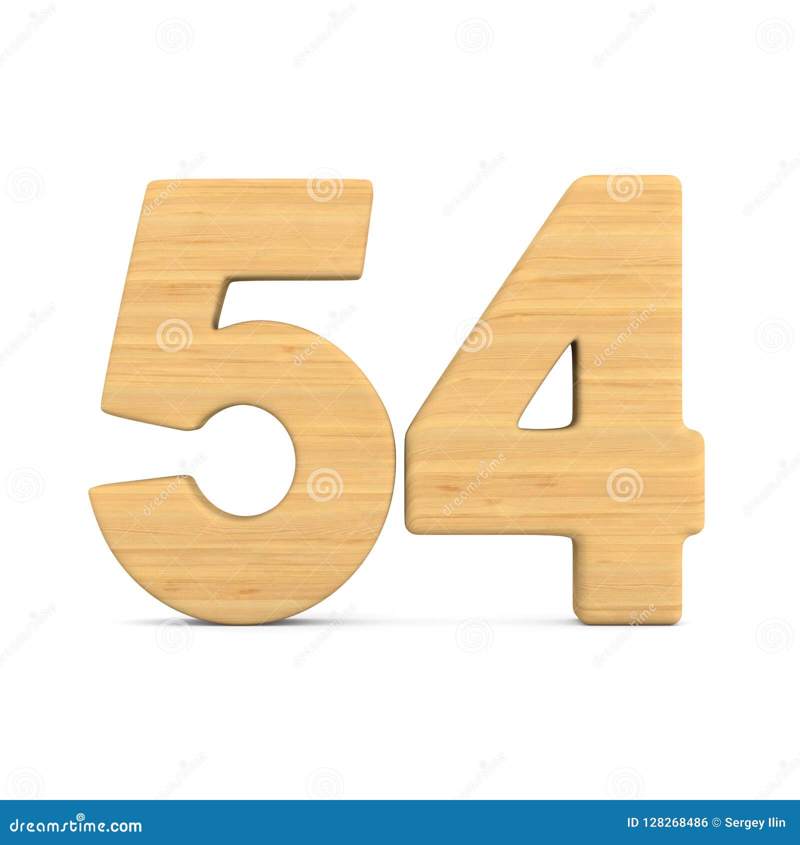Number Fifty Four on White Background. Isolated 3D Illustration Stock ...
