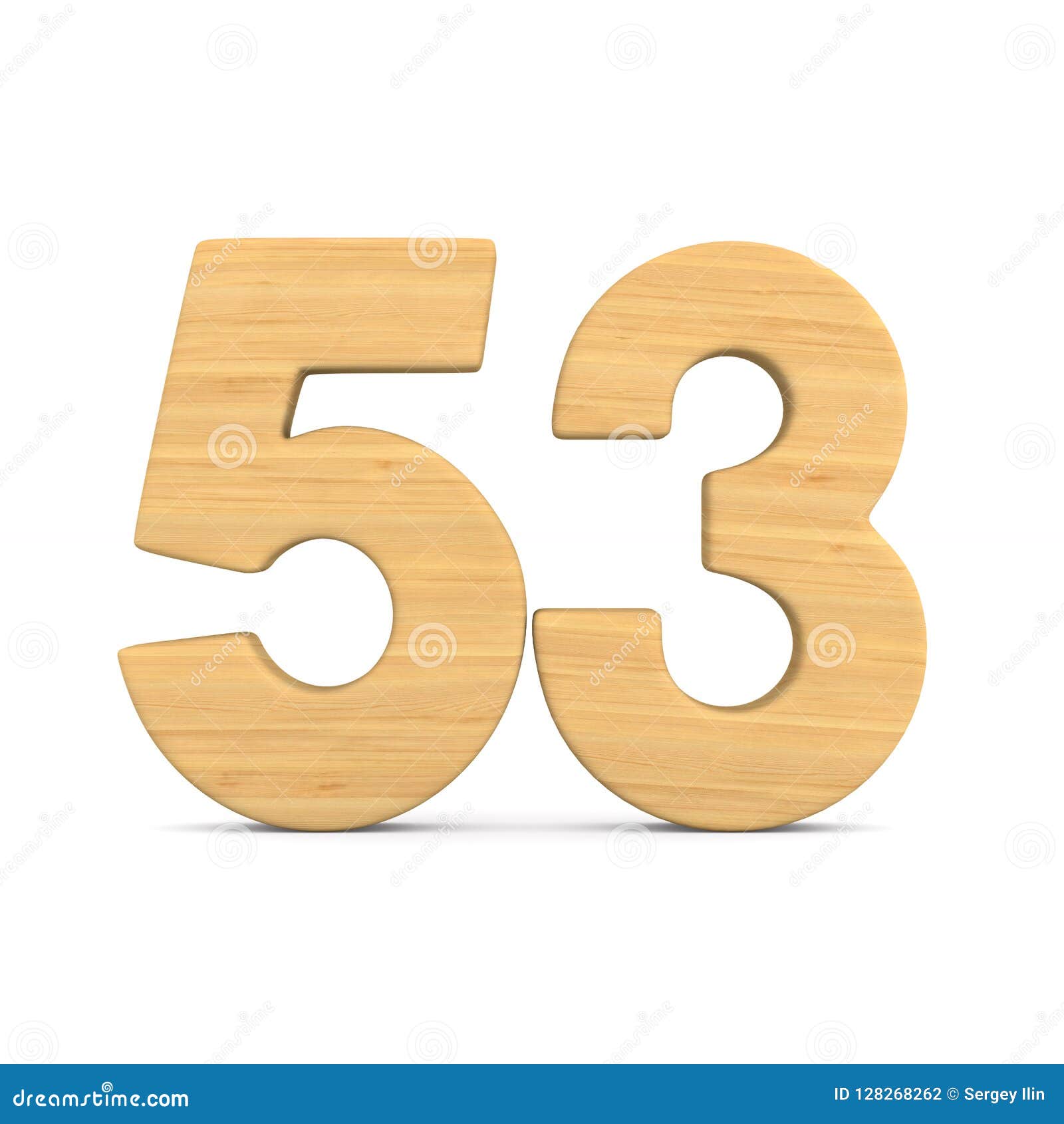 Number Fifty Three on White Background. Isolated 3D Illustration Stock ...