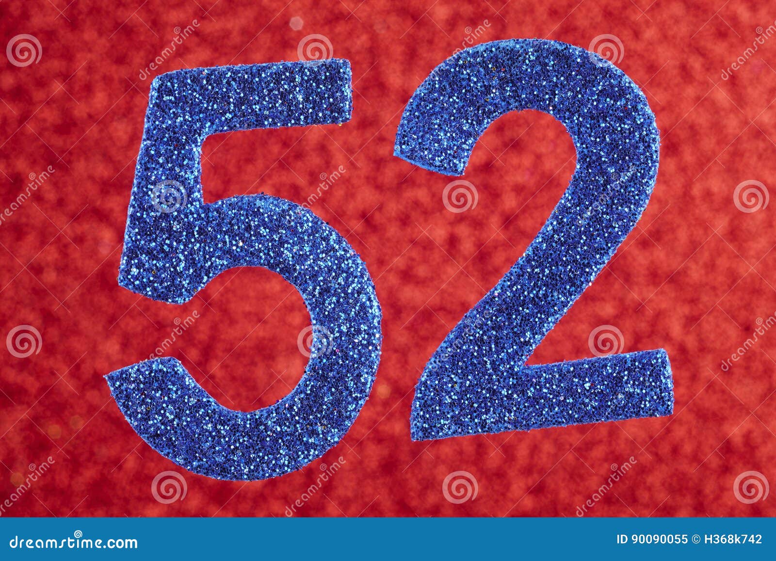 Number Fifty-two Blue Over a Red Background. Anniversary Stock Image ...