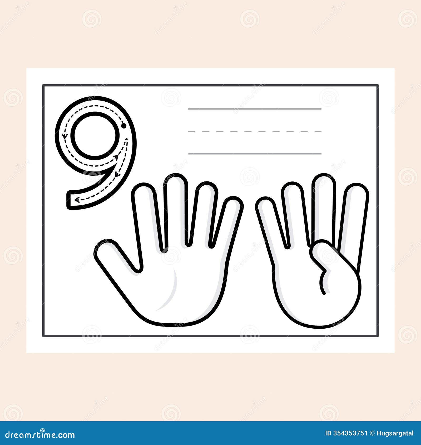 Number 9 - Finger Counting Activity Stock Illustration - Illustration ...