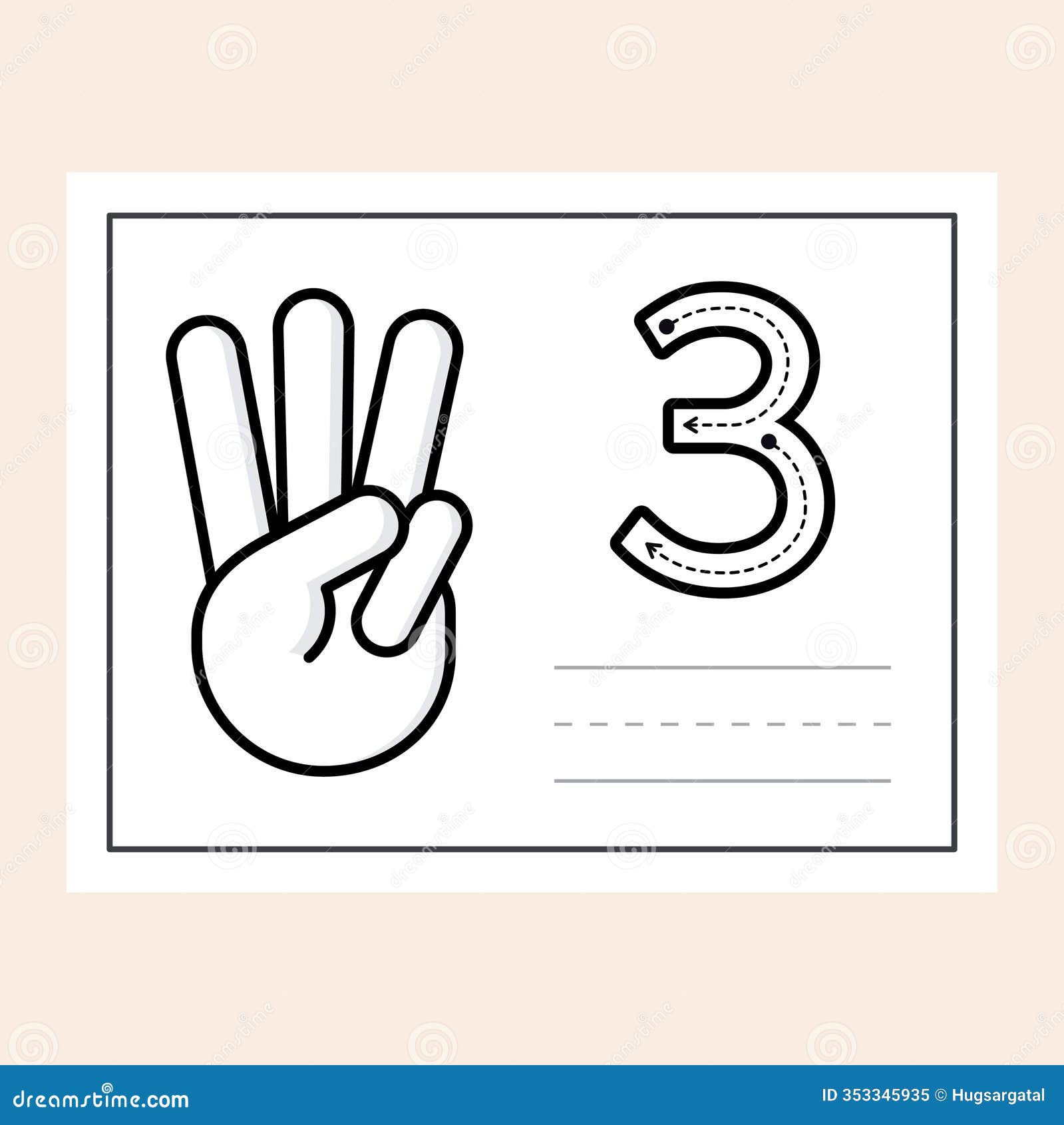 Number 3 - Finger Counting Activity Stock Illustration - Illustration ...