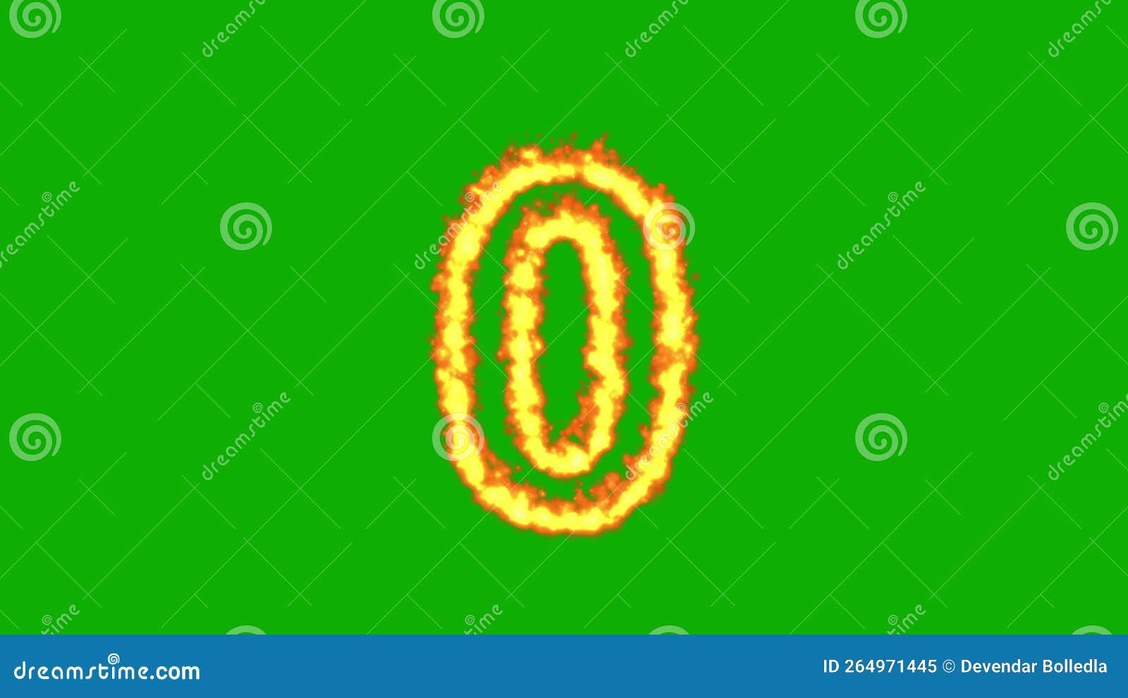 Number 0 with Fire Effect on Green Screen Background Stock Video ...