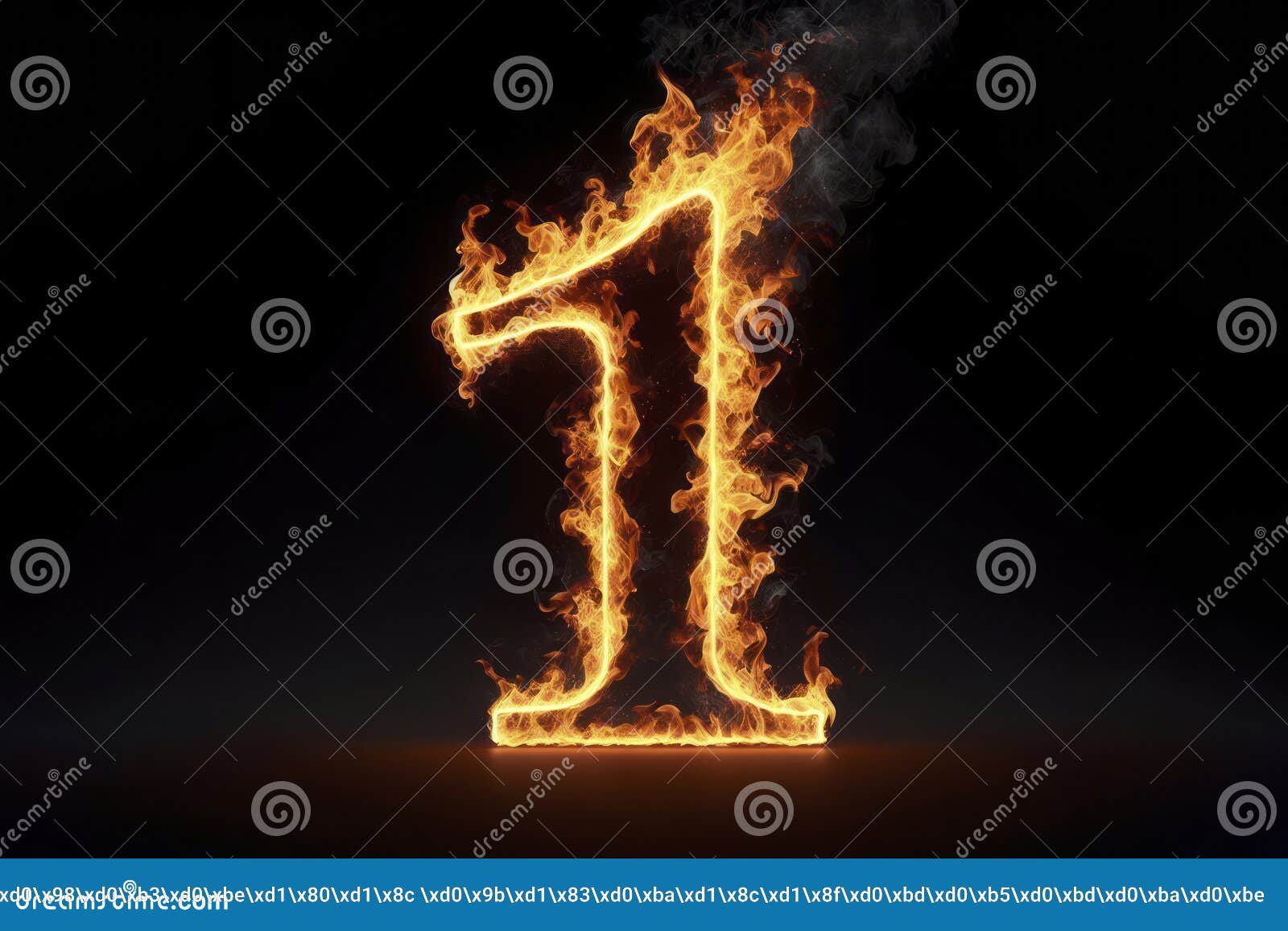 Number 1 with Fire Growing Out Isolated on Solid Black Background. Ai ...