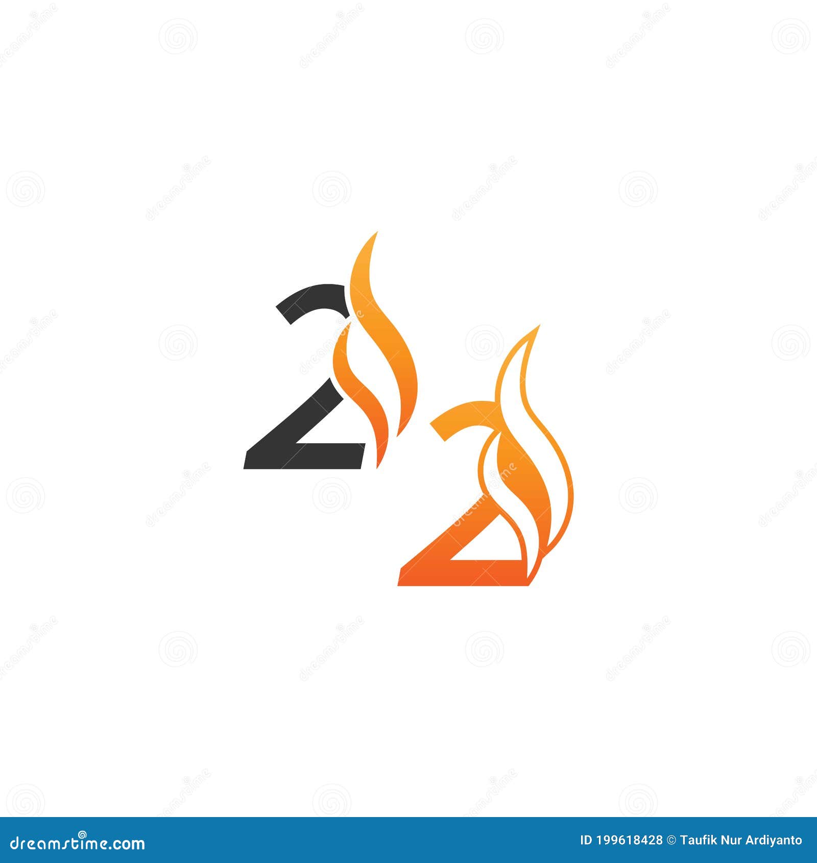 Number 2 and Fire Waves, Logo Icon Concept Design Stock Vector ...
