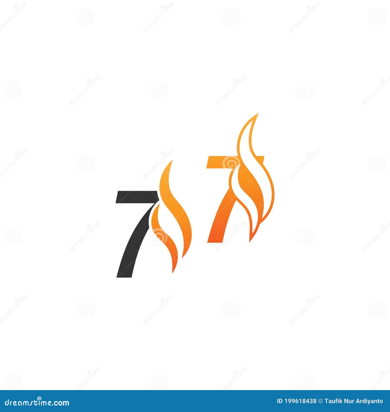 Number 7 and Fire Waves, Logo Icon Concept Design Stock Vector ...
