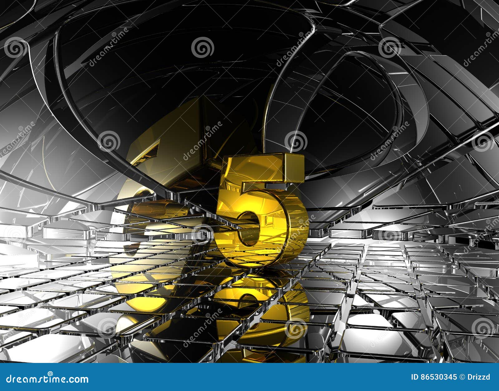 Number Five in Abstract Futuristic Space Stock Illustration ...