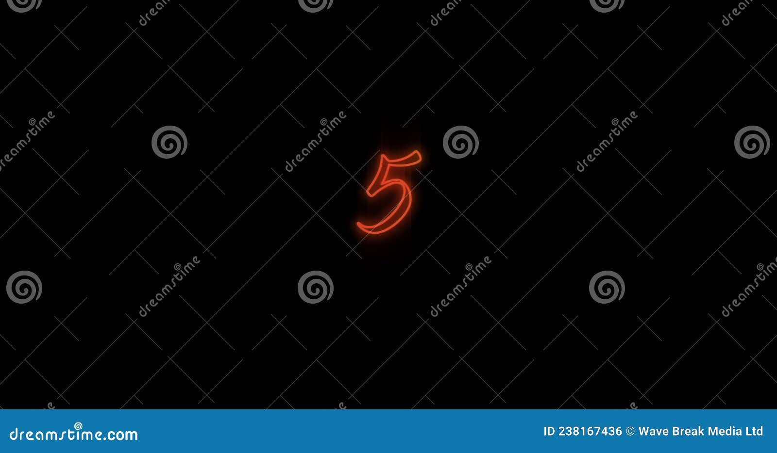 Number Five Appearing in Red in Neon Lights Stock Illustration ...