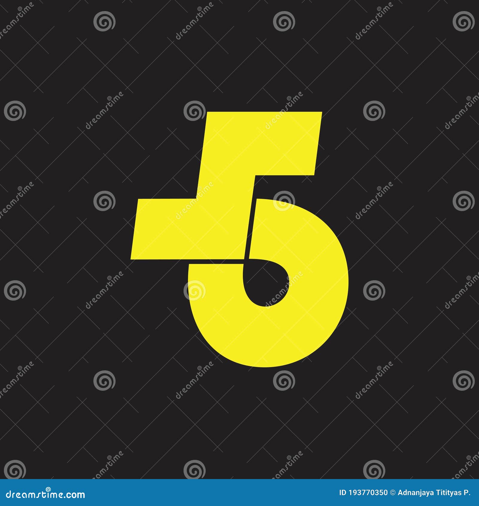 Number Five B Simple Geometric Logo Vector Stock Vector - Illustration ...