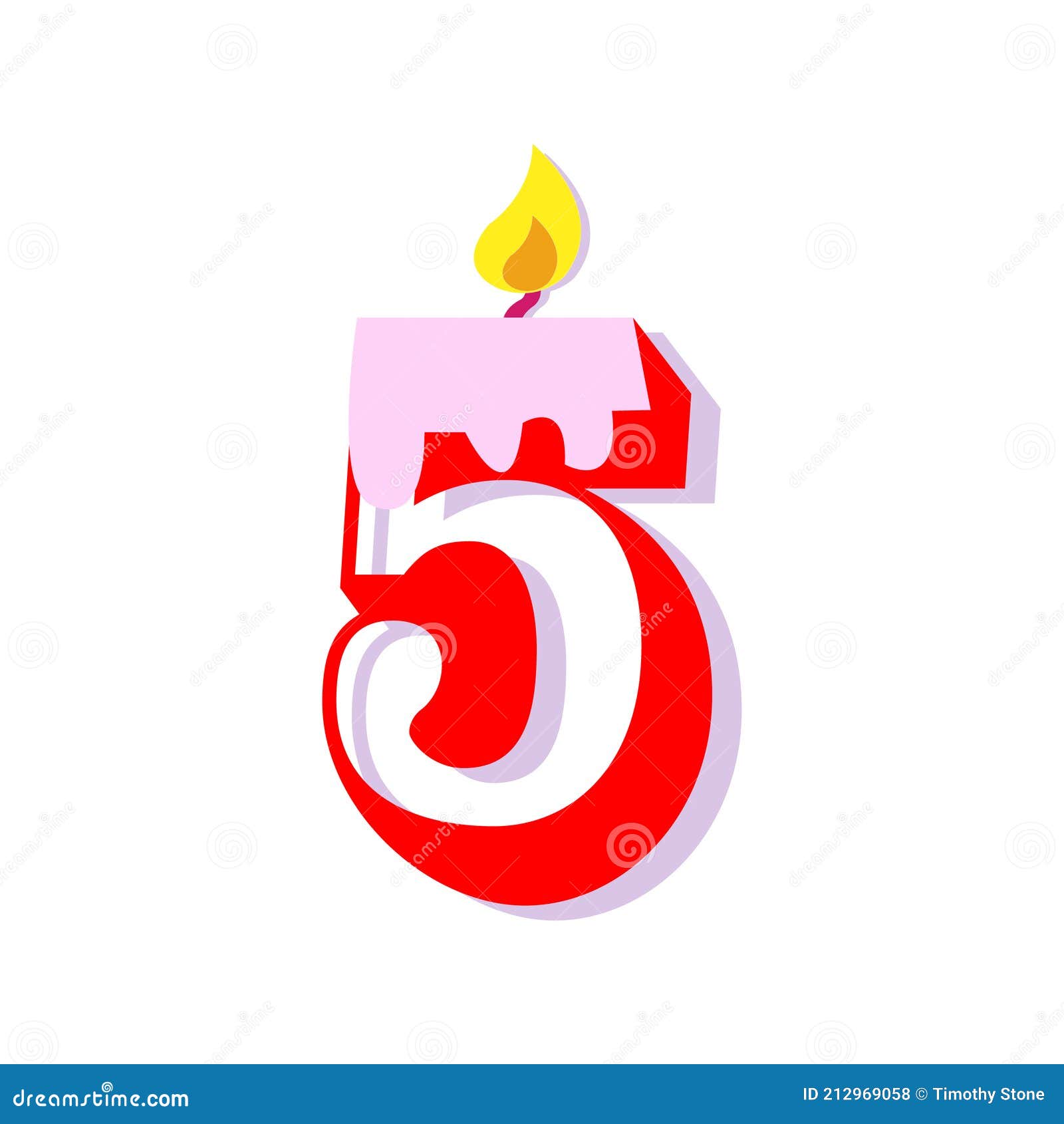 Number Five Birthday Candle on a Clean White Backdrop Stock Vector ...