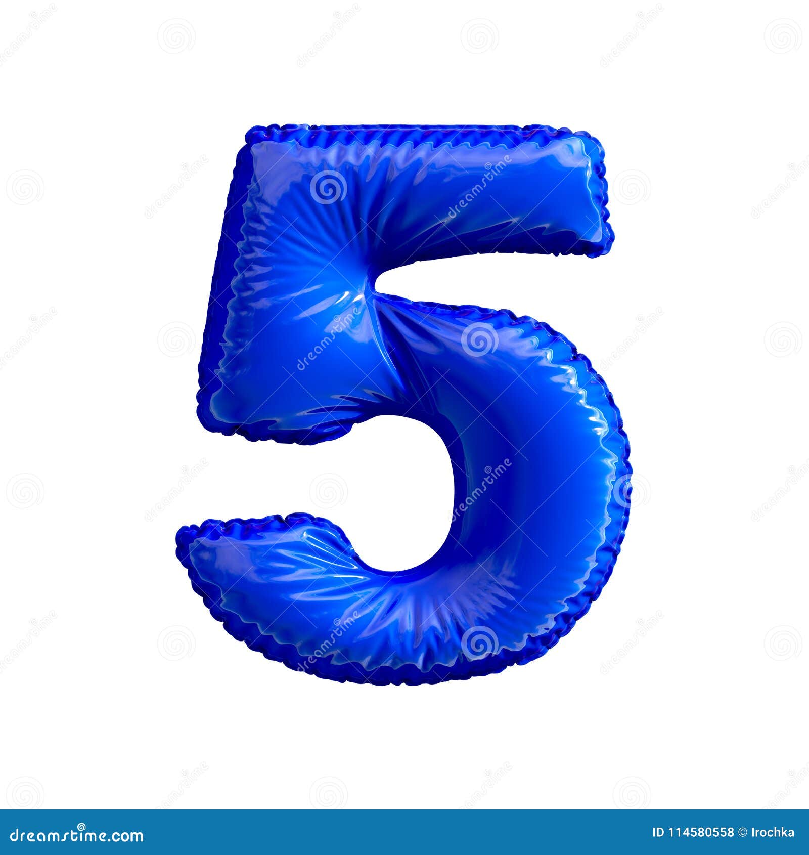 Number 5 Five of Blue Balloons on a White Background. Stock ...