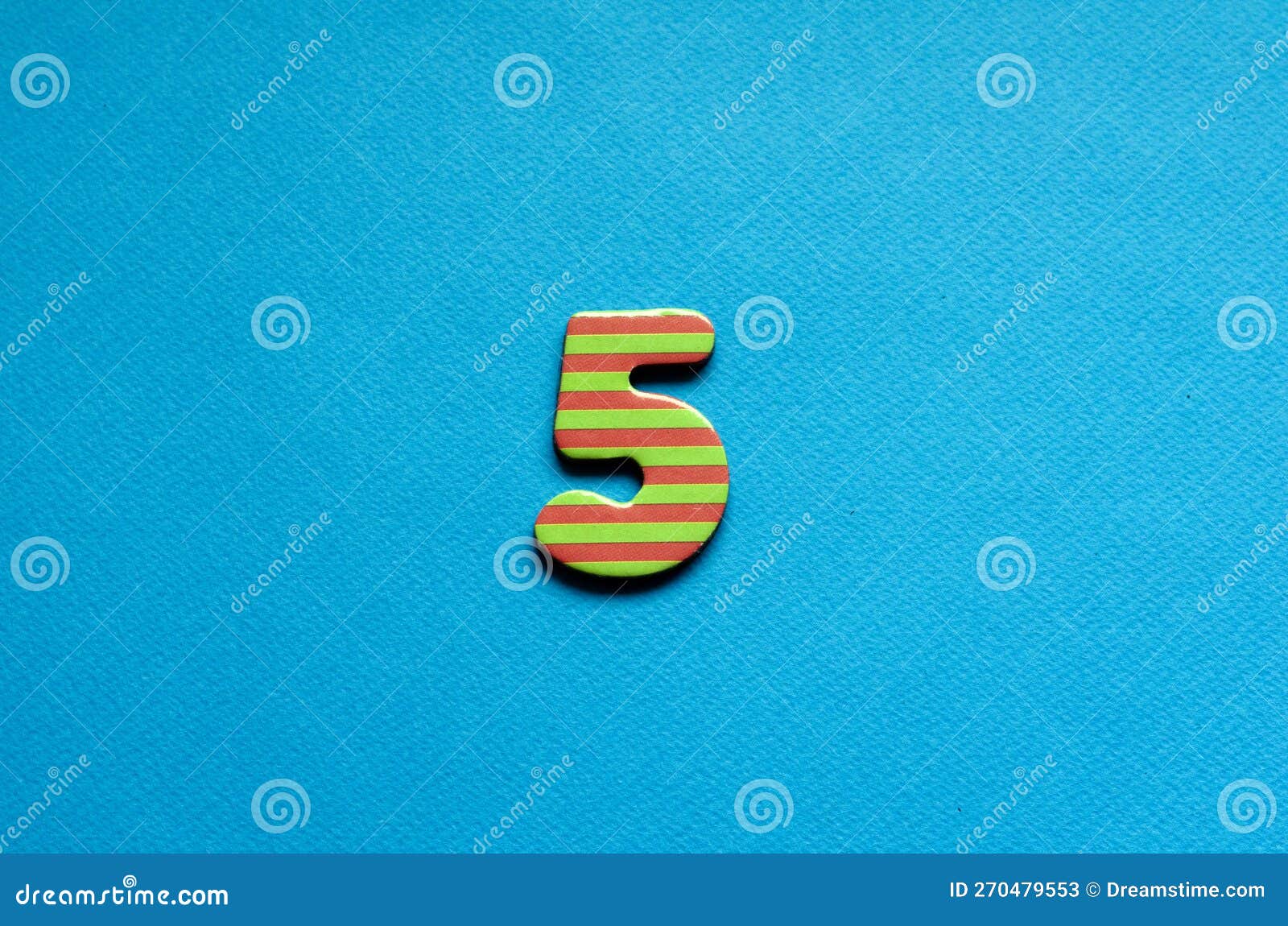 Number Five on Blue Paper Background. Stock Image - Image of education ...