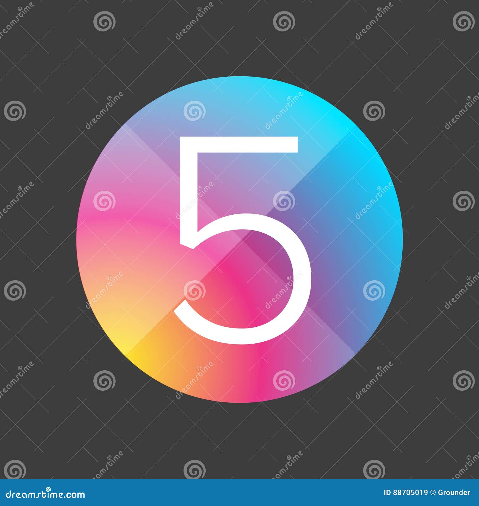Number Five Colorful Button Stock Vector - Illustration of bright ...