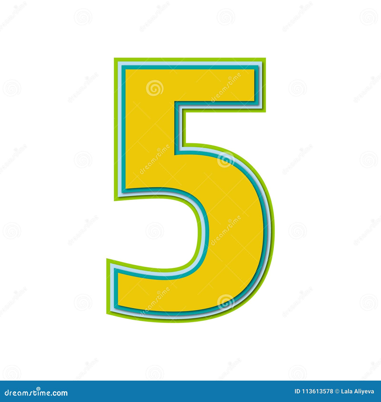 Number Five with Colorful Colors and Soft Shadow. Vector. Stock Vector ...