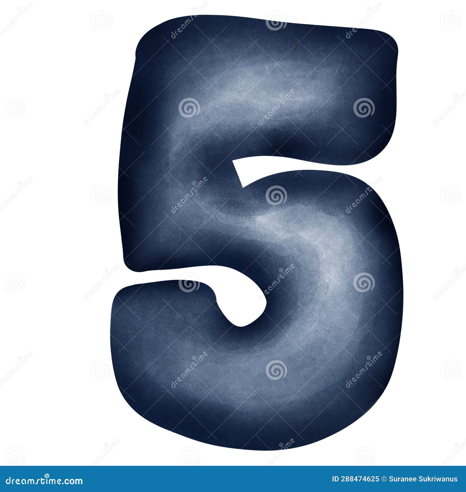 Number Five 3D Hand Writing Stock Image - Illustration of organ ...