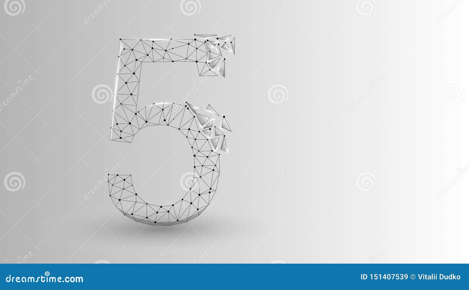 Number Five 2D Low Poly Abstract Illustration Consisting of Points ...