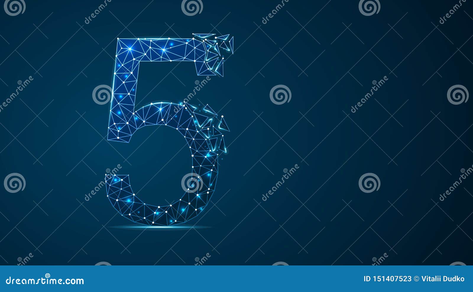 Number Five 2D Low Poly Abstract Illustration Consisting of Points ...